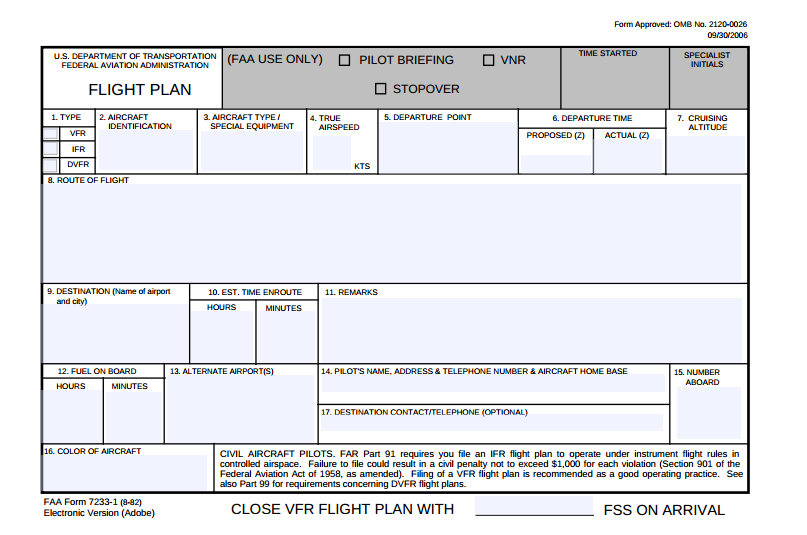 FAA Flight Plans