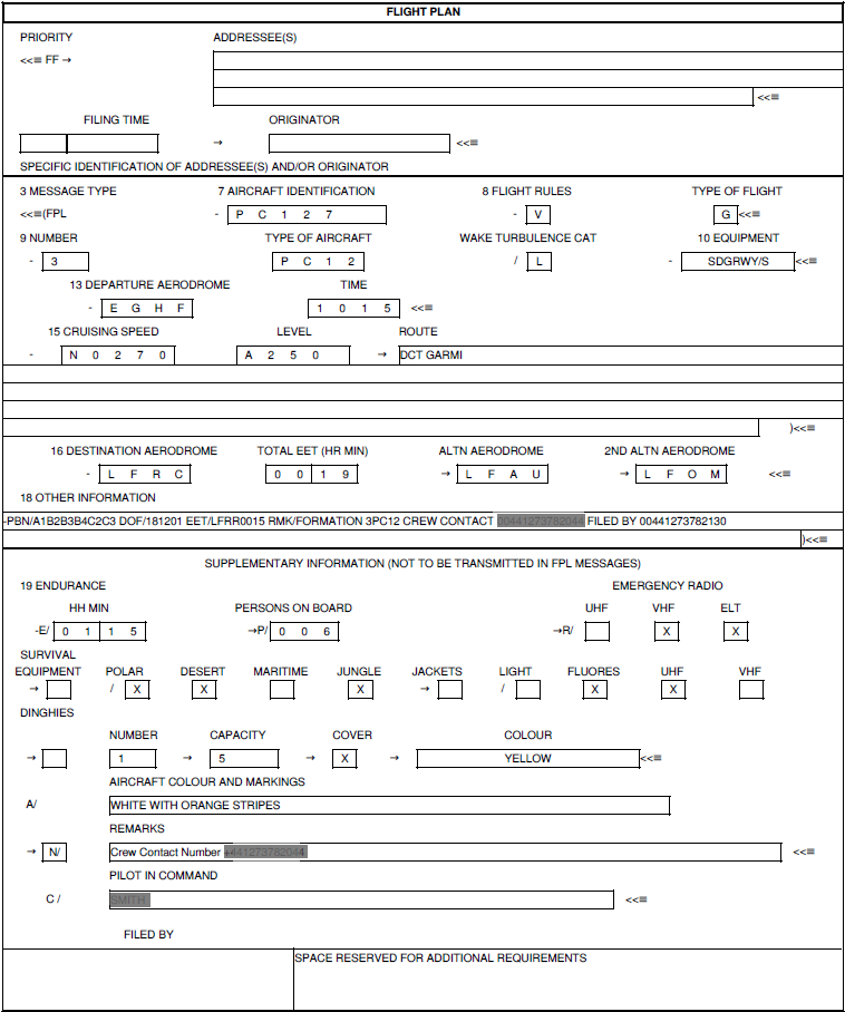 File a "Formation" Flight Plan
